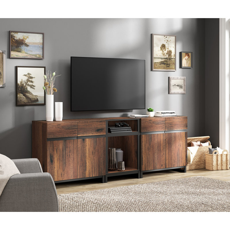 Latitude Run® TV Stand For Tvs Up To 90 Inch, 3 In 1 Modern Entertainment Center With Metal Base ...